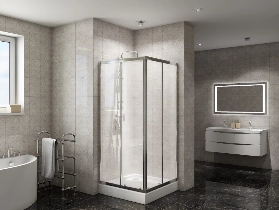 Душевой уголок 90x90 см BelBagno DUE-A-2-90-C-Cr прозрачное