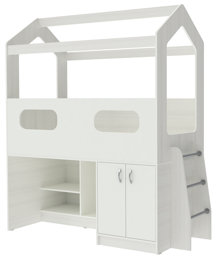 Кровать чердак ДС-12 Белое Дерево Белый