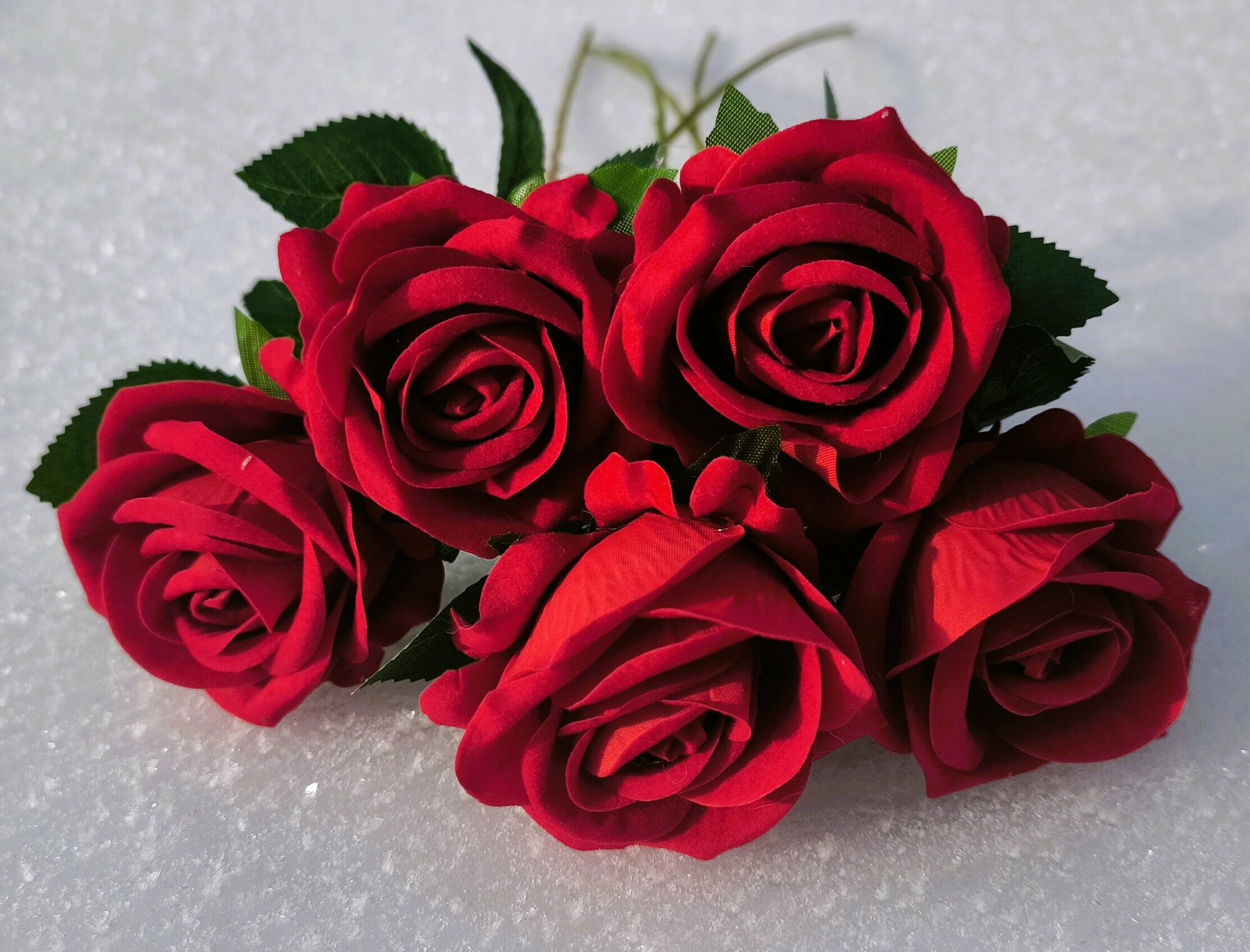 "Бархатная роза" - букет из 5-ти стеблей по 50 см