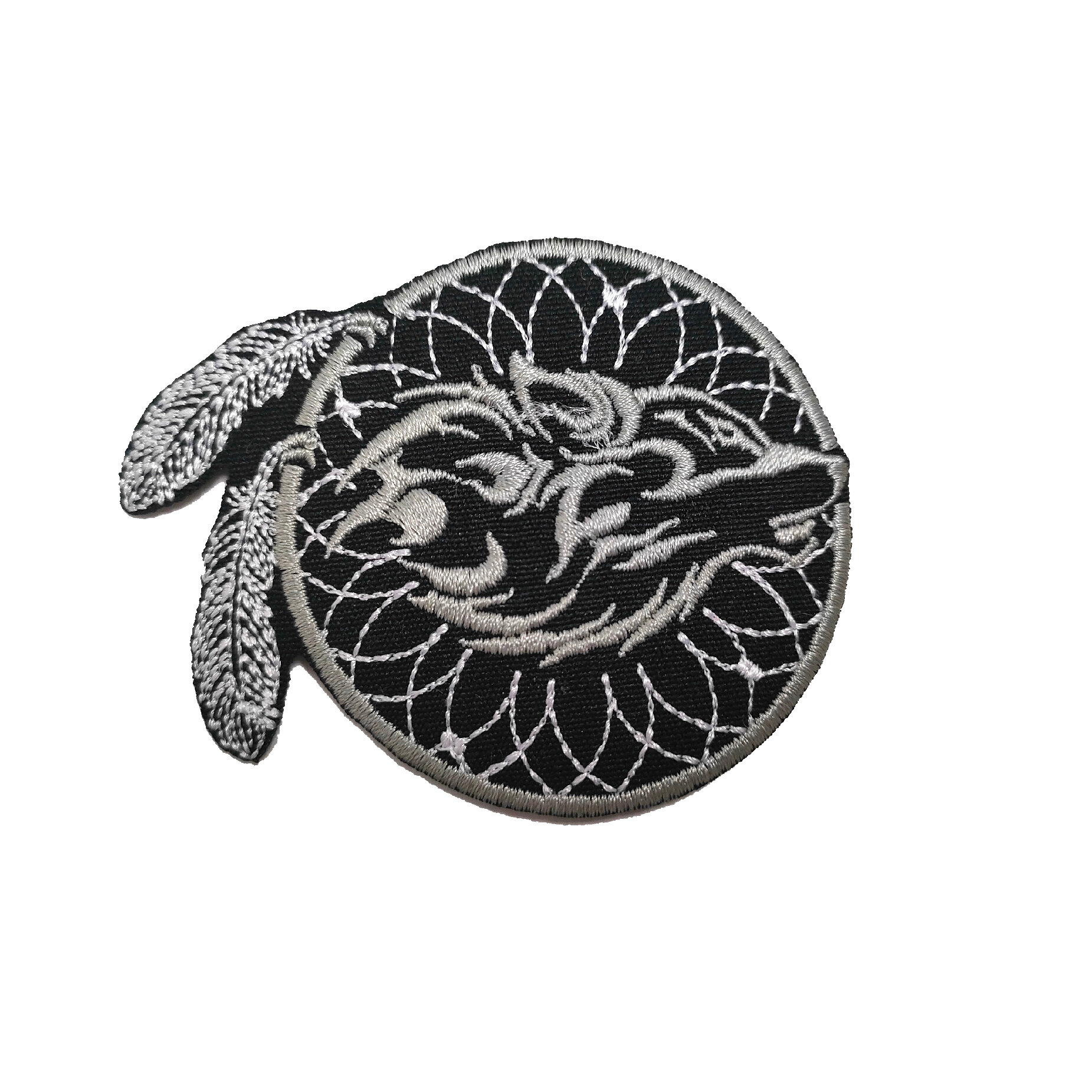 Шеврон, байкерская нашивка, патч, Индейский волк . Размер 85х65 мм.