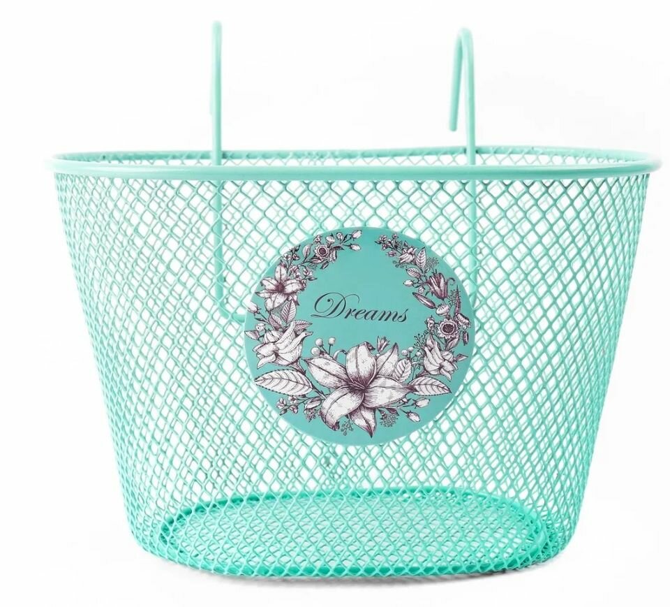 Корзинка на самокат или велосипед стальная мятная, 240x150x150мм, "Мечта"