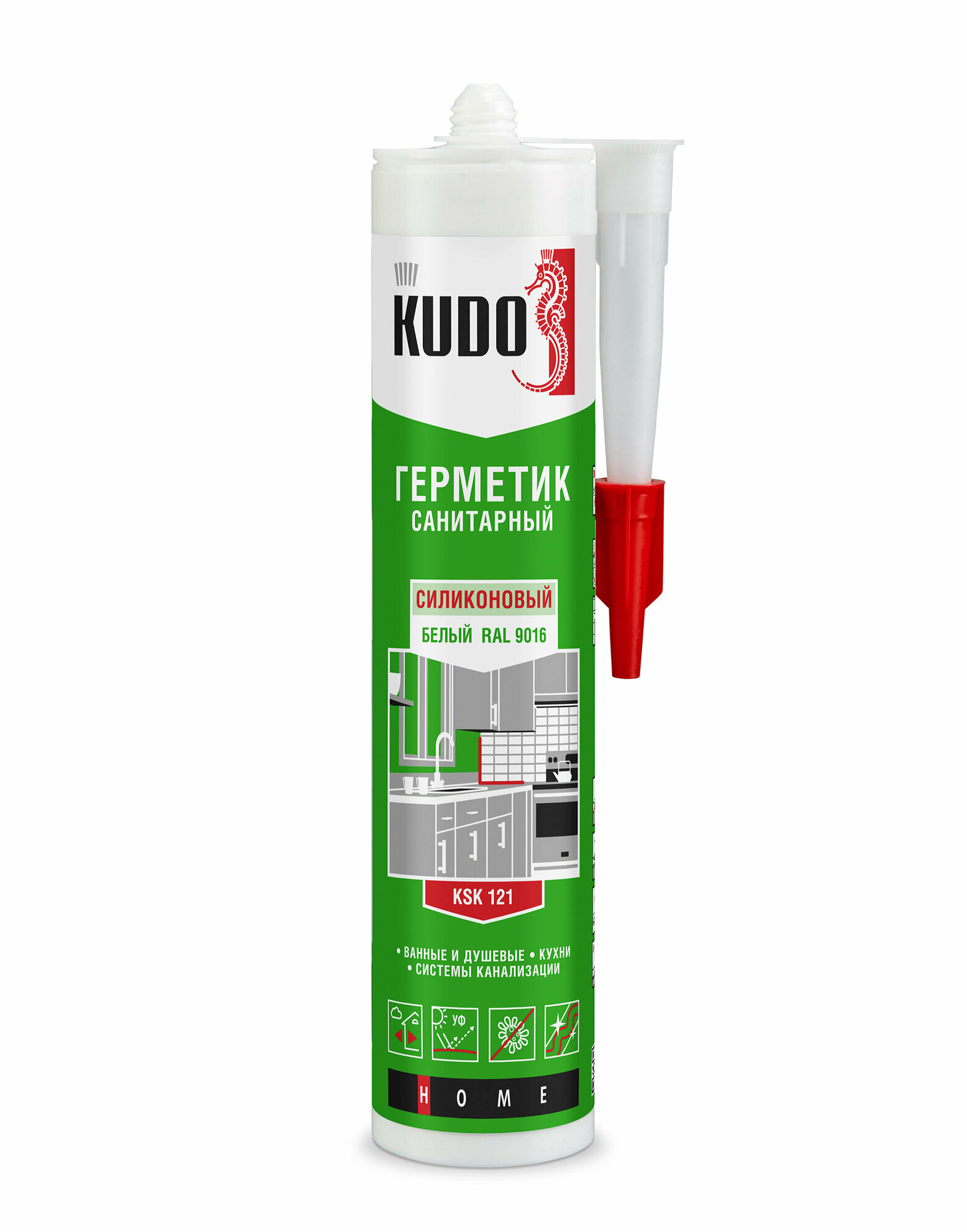 Герметик силиконовый санитарный белый 280 мл KUDO KSK121 KUDO KSK121