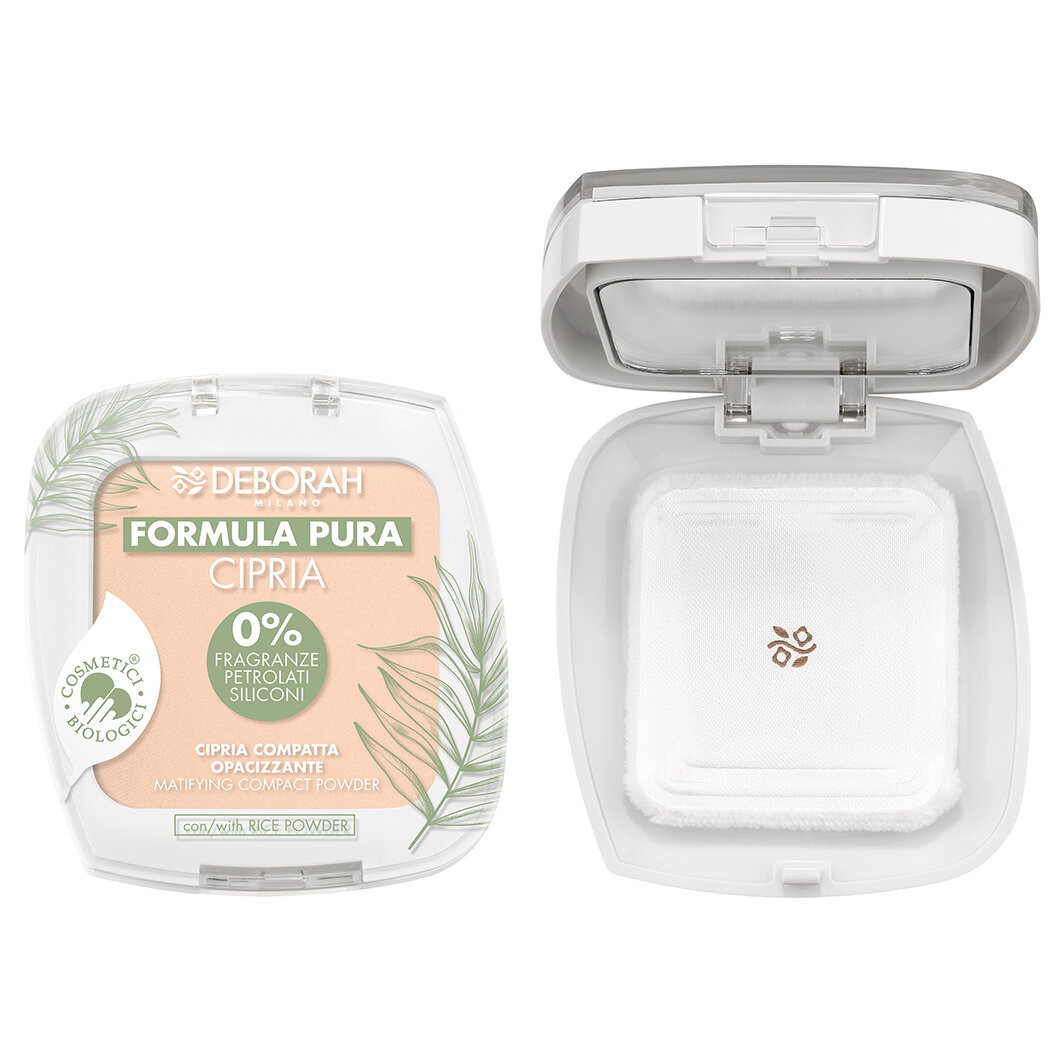 Пудра для лица Deborah Milano матирующая Formula Pura Matifying Compact Powder, тон 02 Beige