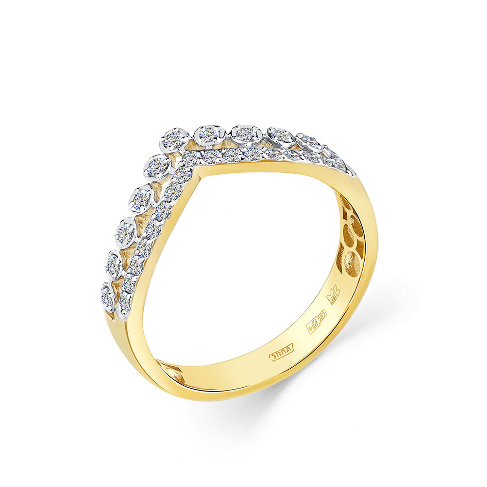 Кольцо, желтое золото, 585 проба, бриллиант