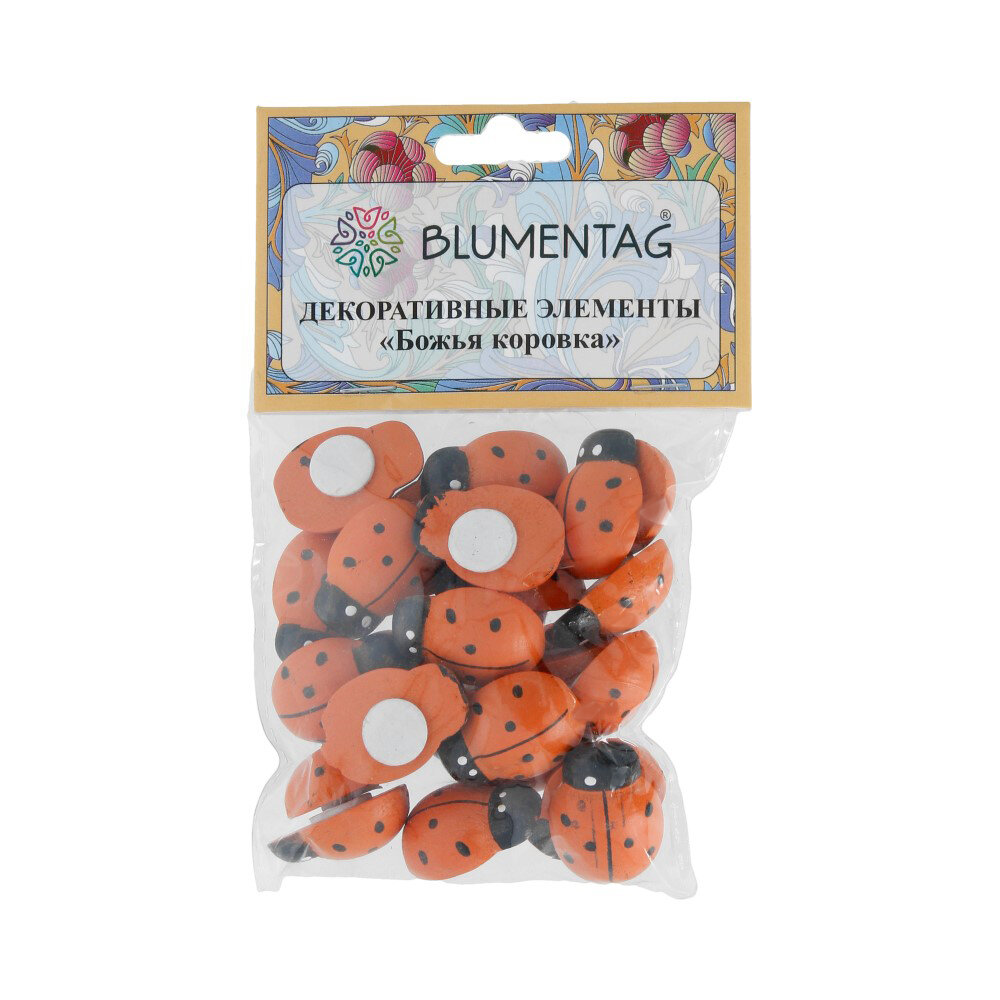 "Blumentag" WLBF-03 Декоративные элементы 24 шт. 2.5 см "Божья коровка"/оранжевый