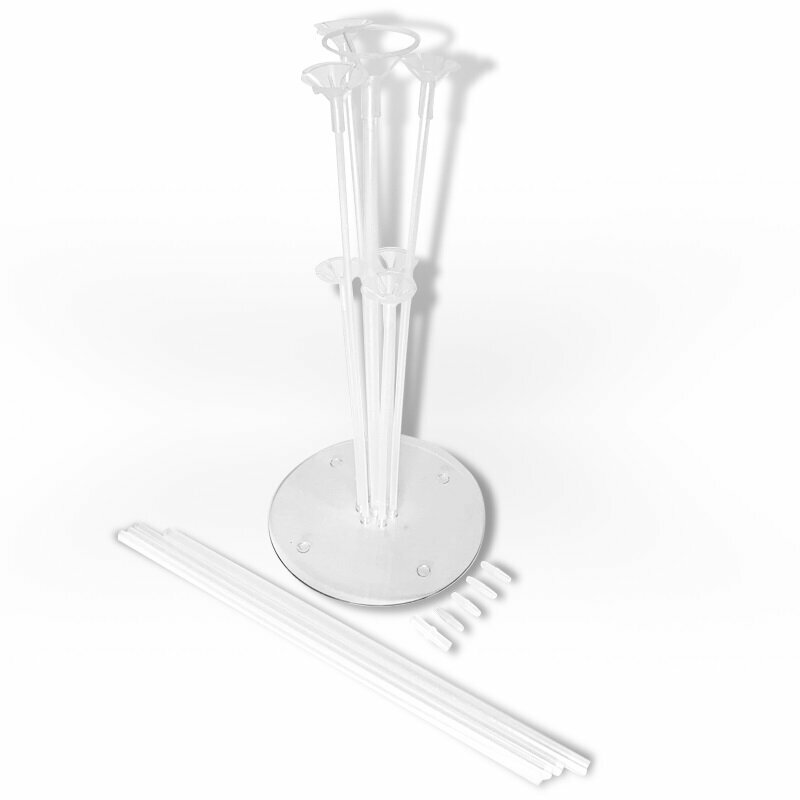 Стойка для шаров Фонтан, 7 насадок, 0,7 м, Белый/Прозрачный,