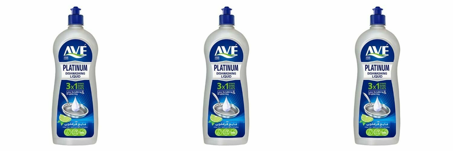 AVE Жидкость для мытья посуды PLATINUM, лимон, 750 мл, 3 уп