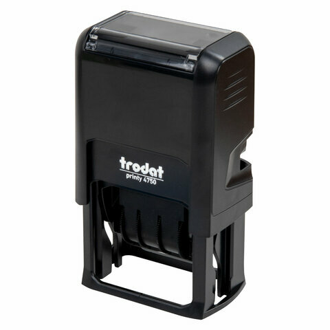Датер со свободным полем, оттиск 41х24 мм синий, TRODAT 4750 PRINTY 4.0, корпус черный, 141304
