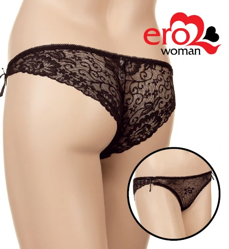 Трусики кружевные женские EroWoman 20132, размер XS, черный