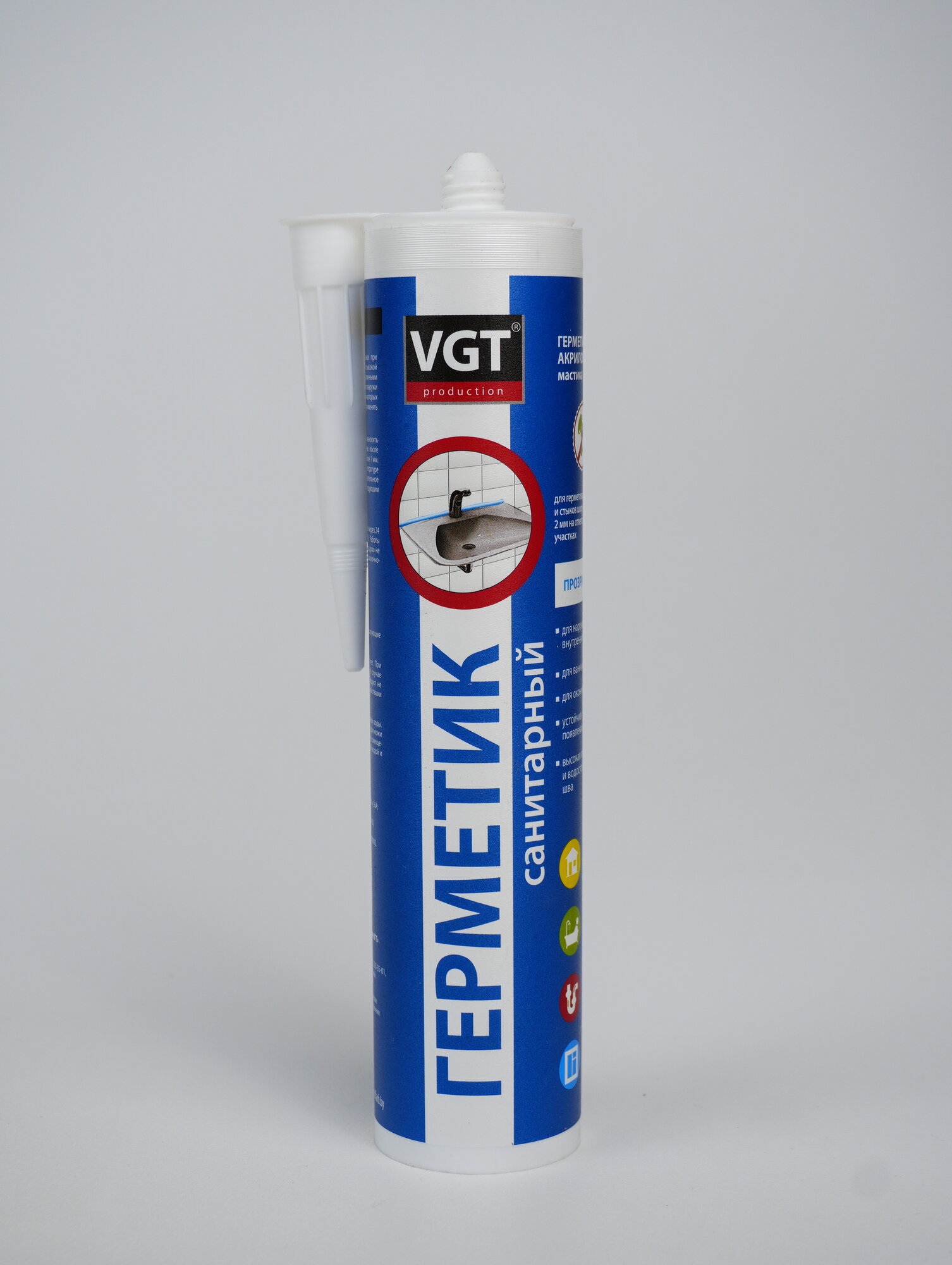 Герметик нар/вн раб акрил санитар 0,28кг ВГТ (прозрачный) //132263