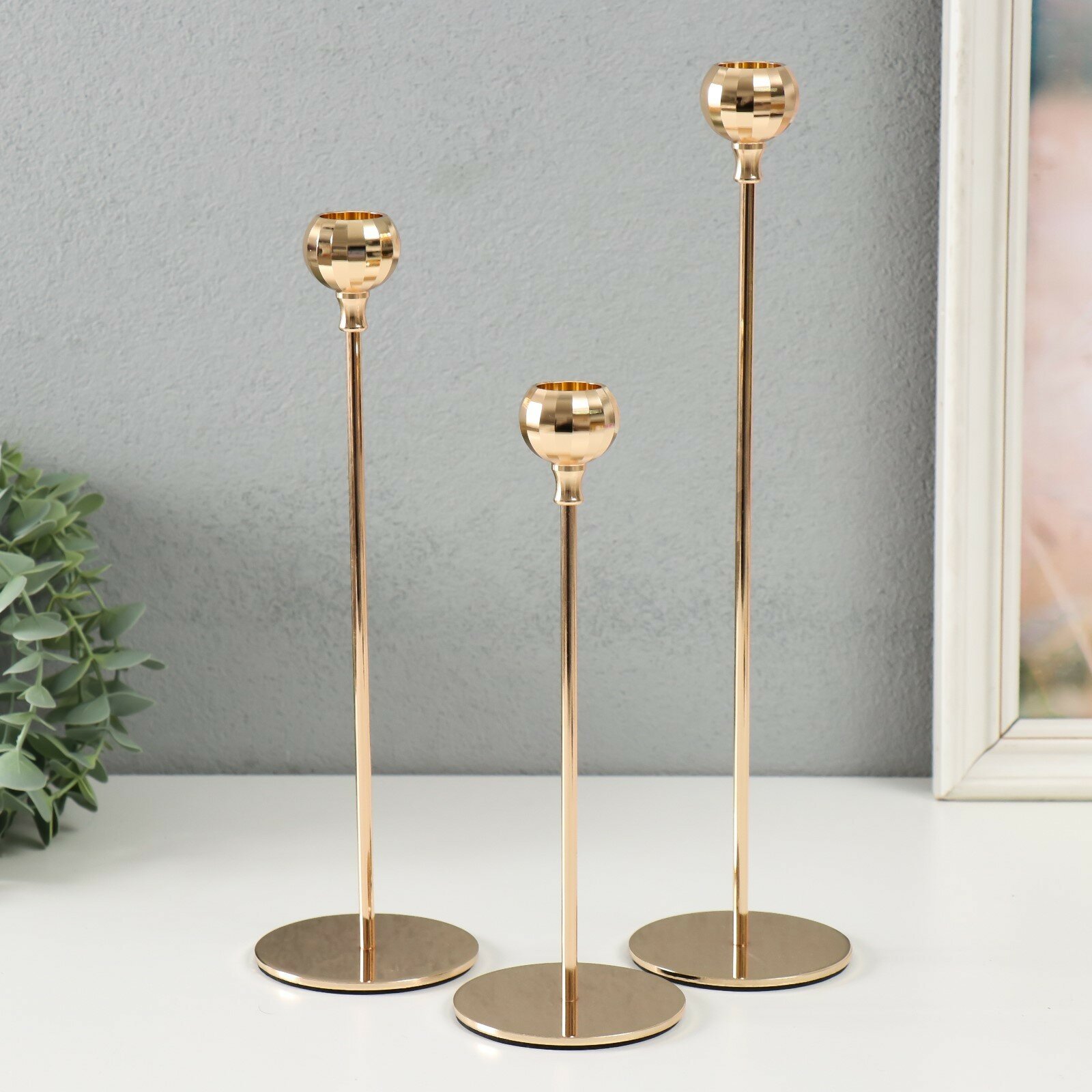 Подсвечник металл "Шар с гранями"