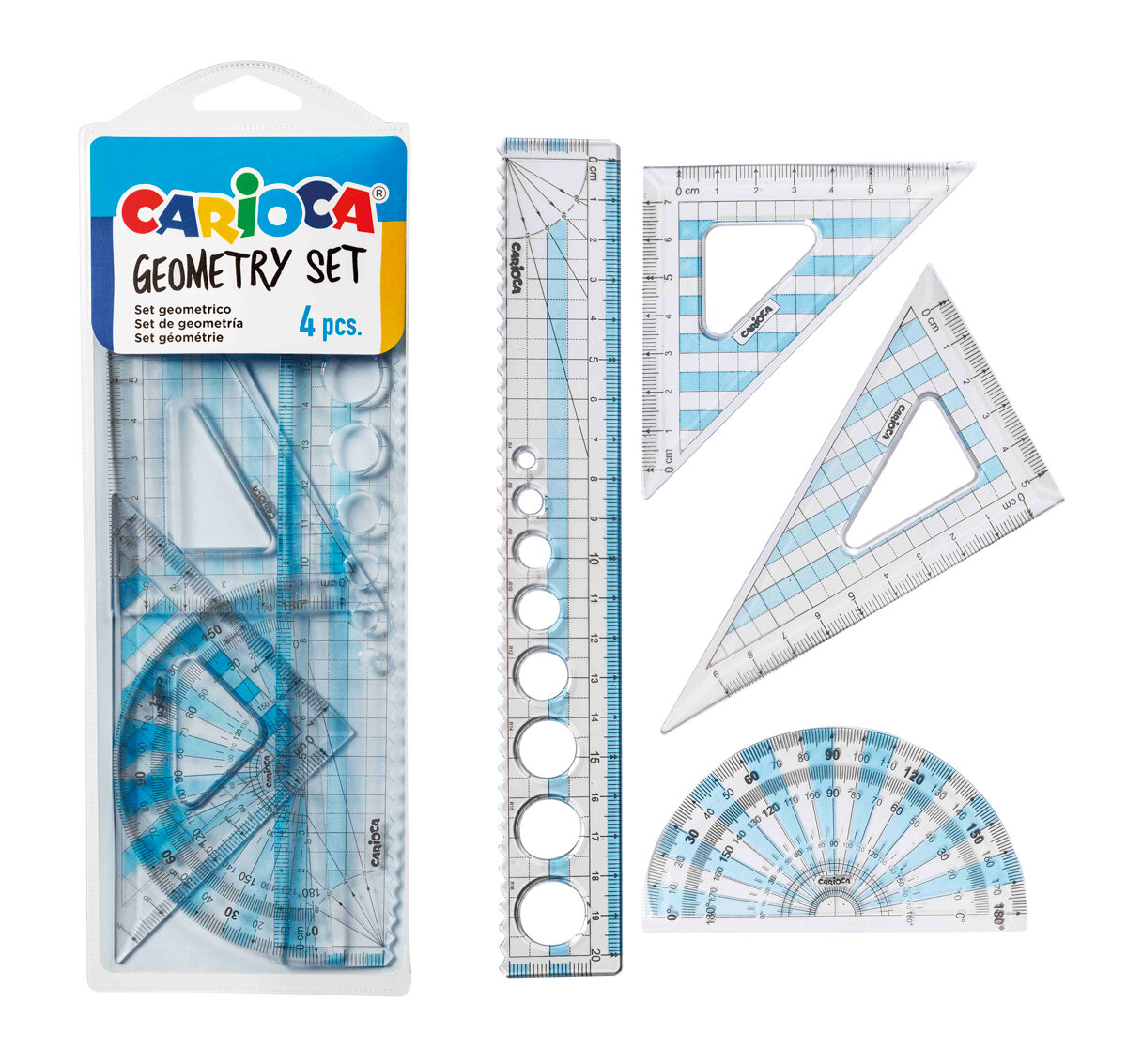 Carioca Набор пластиковых линеек 4 шт. 40121-NJ34 точный инструмент для черчения и измерений