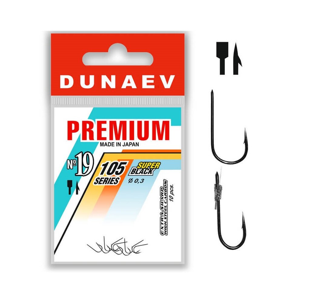 Крючки Dunaev Premium 105 #19 (упак. 10 шт), производство Япония.