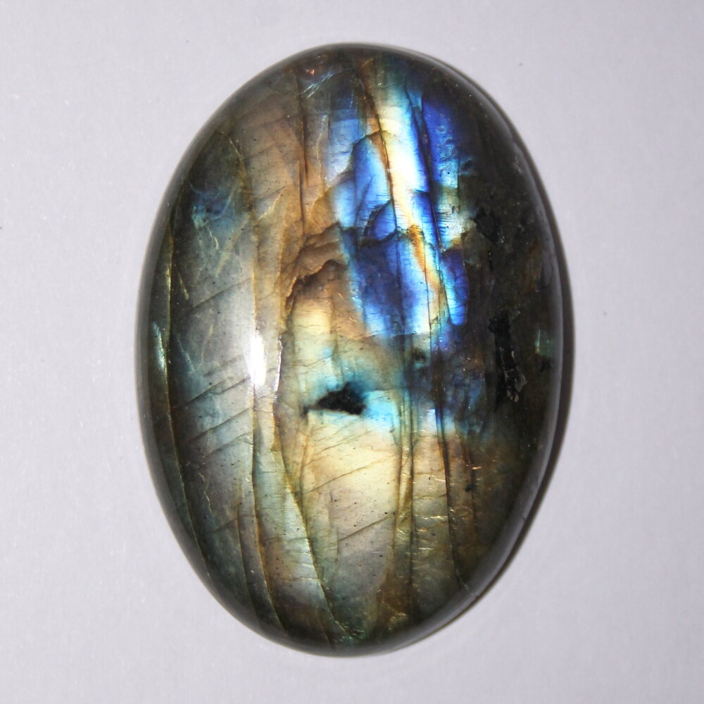 Лабрадор кабошон, натуральный камень, 41х29х4 мм, Мадагаскар, "True Stones"