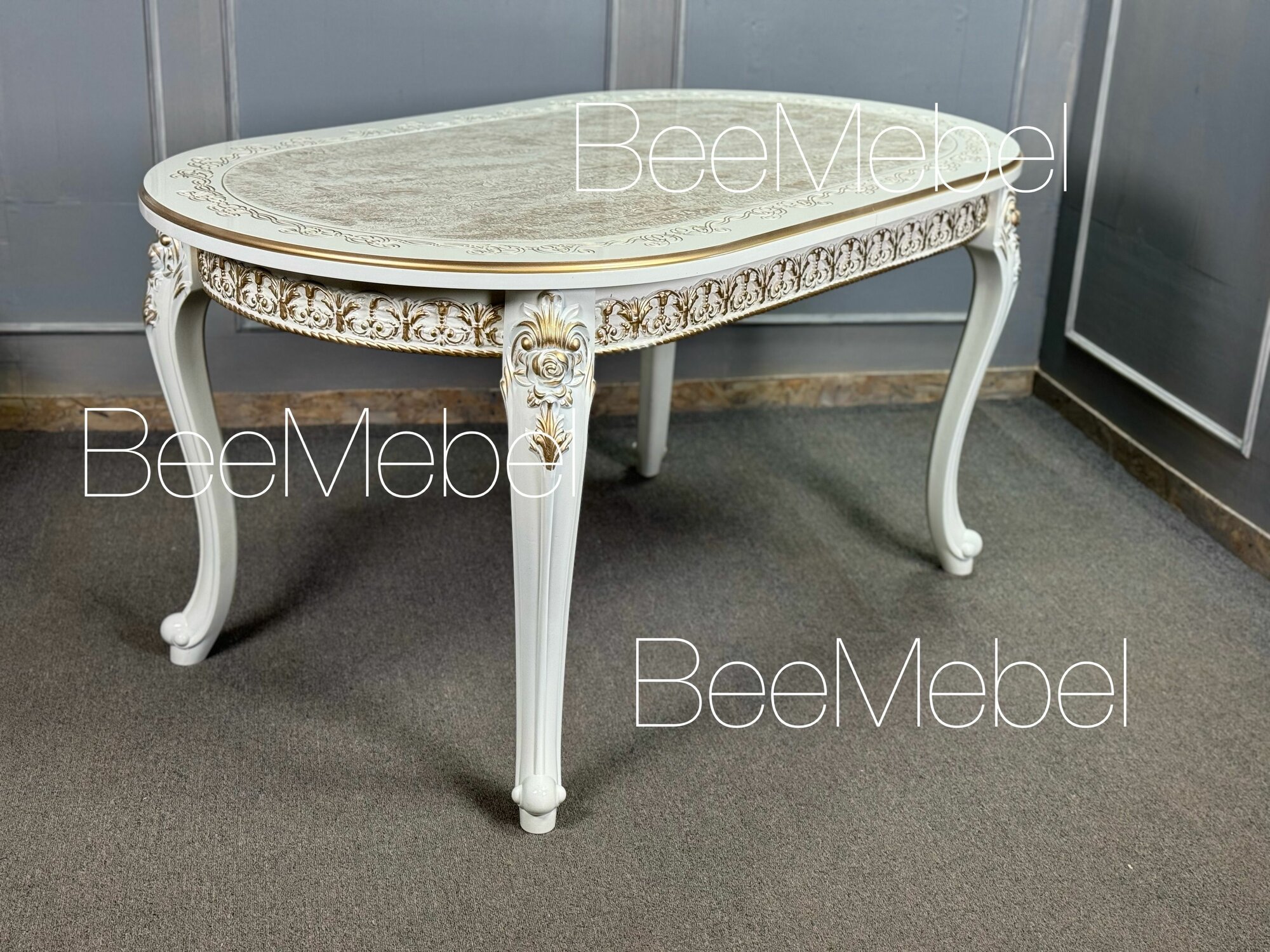 Стол обеденный без бренда "Роза", МДФ, лакированный, 140х90х76 см