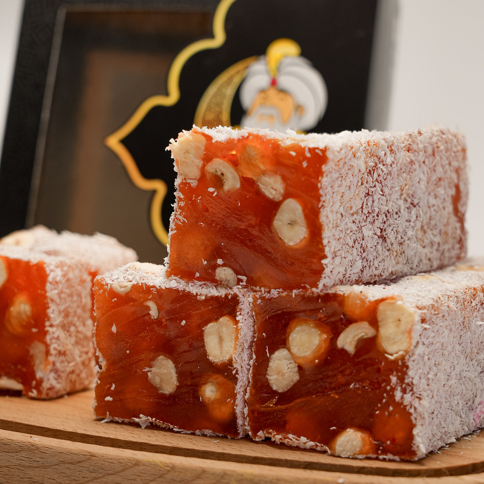 Лукум мандариновый с фундуком и кокосом 500 гр. Турция