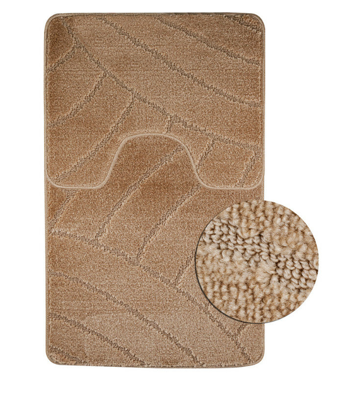 Комплект ковриков санакс 00287 CLASSIC UNI полоски коричневый 55х90 + 45х55 см 100 % полиэстер