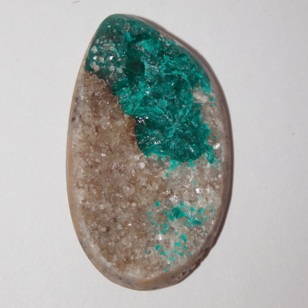 Диоптаз кабошон, натуральный камень, 40х24х3 мм, Урал, "True Stones"