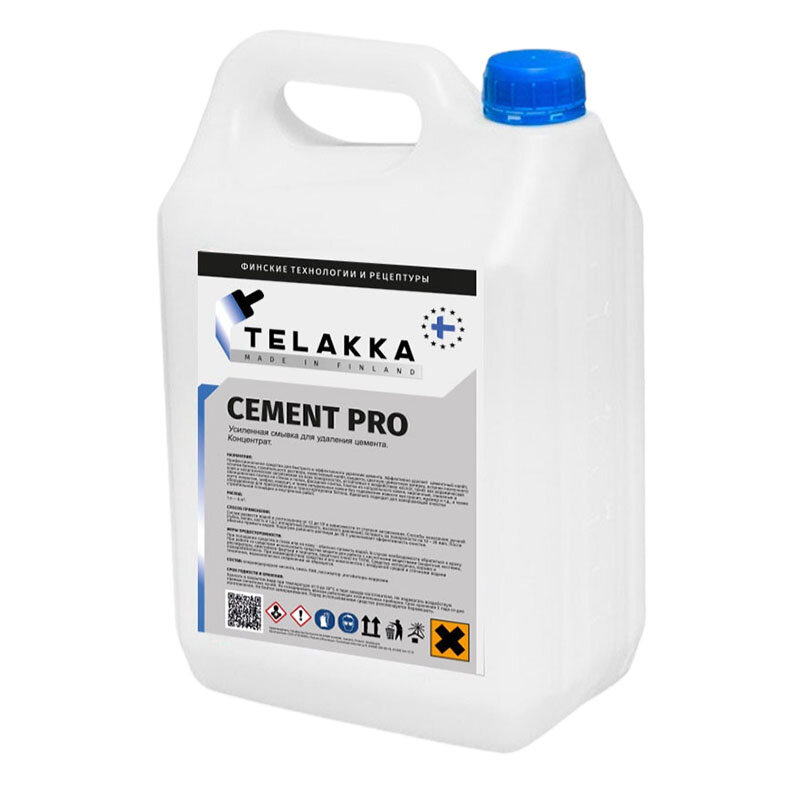 Средство очиститель цемента, цементной затирки с плитки швов, с керамогранита, известкового налета TELAKKA CEMENTPRO 5л