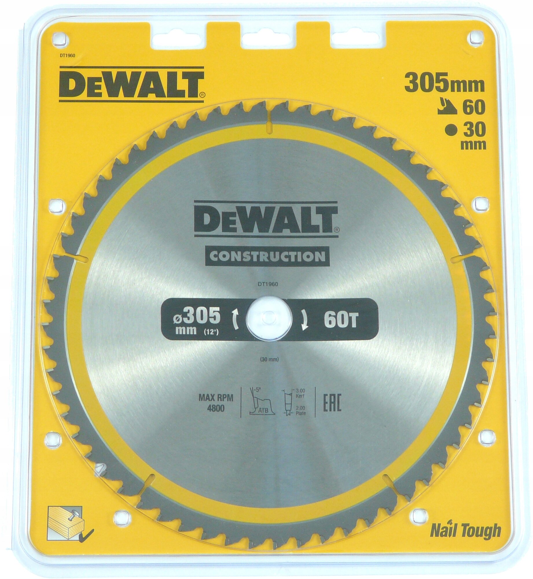 Диск пильный DEWALT по дереву 305х30х60 DT1960