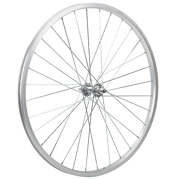 Колесо 26" переднее, одинарный алюм. обод 32 отв, втулка SF A03F сталь, под V-brake, болт, насып подшип