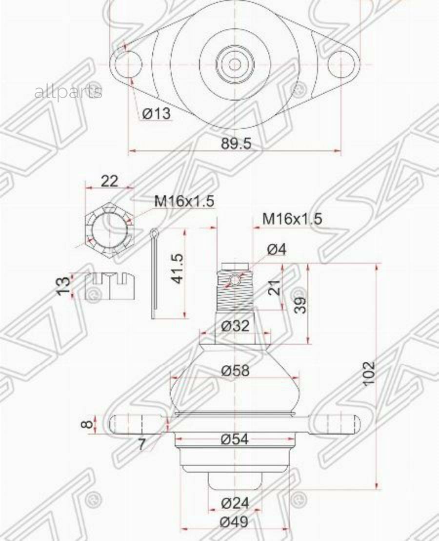 SAT ST-43330-29235 Шаровая опора Toyota Estima 90-99 / Estima Emina 92-99