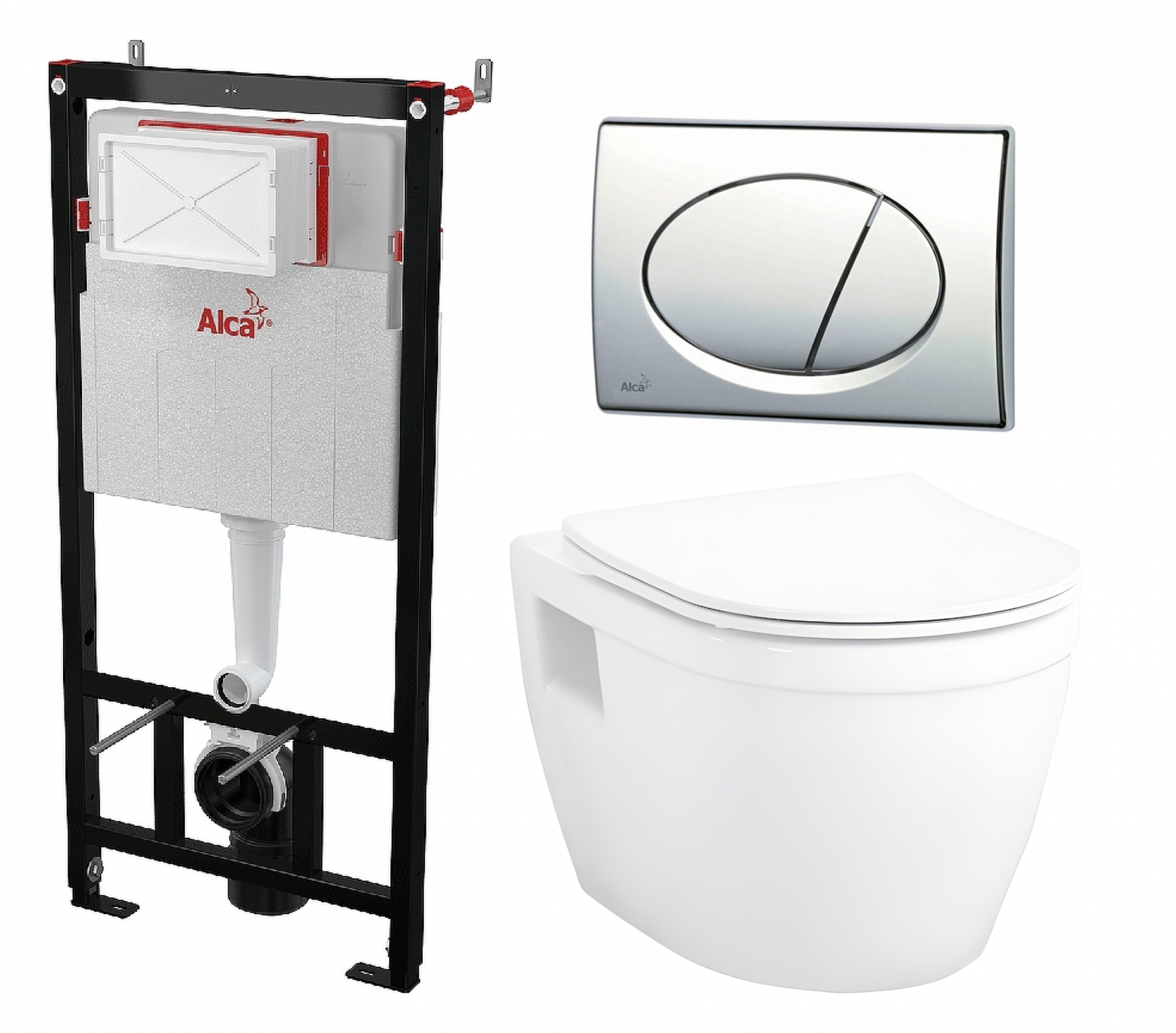 Комплект 3 в 1 инсталляция AlcaPlast AM101/1120-3:1 RU M71-0001 + Унитаз подвесной Enio Bolo EN8350034 + кнопка хром
