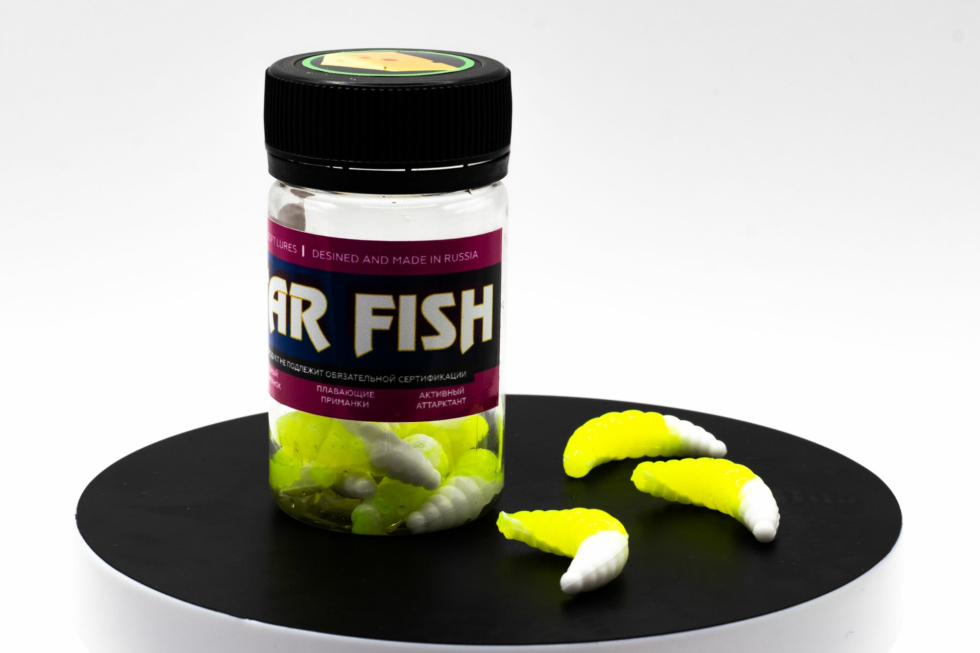 Форелевая силиконовая приманка Maggot 1.3. лимонный-белый