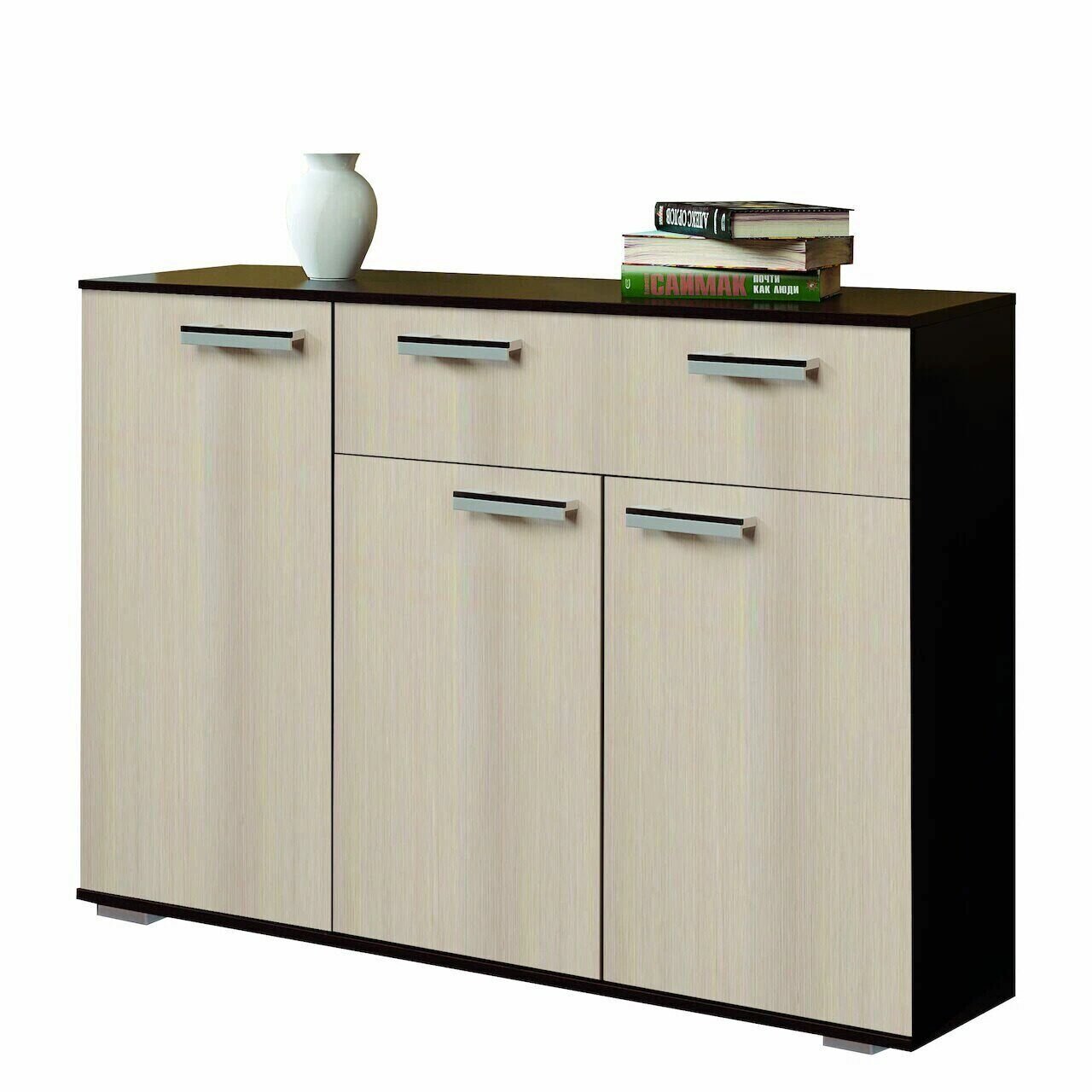 Комод К-4, с ящиками и створками, венге/дуб белфорт (1200х460х830)