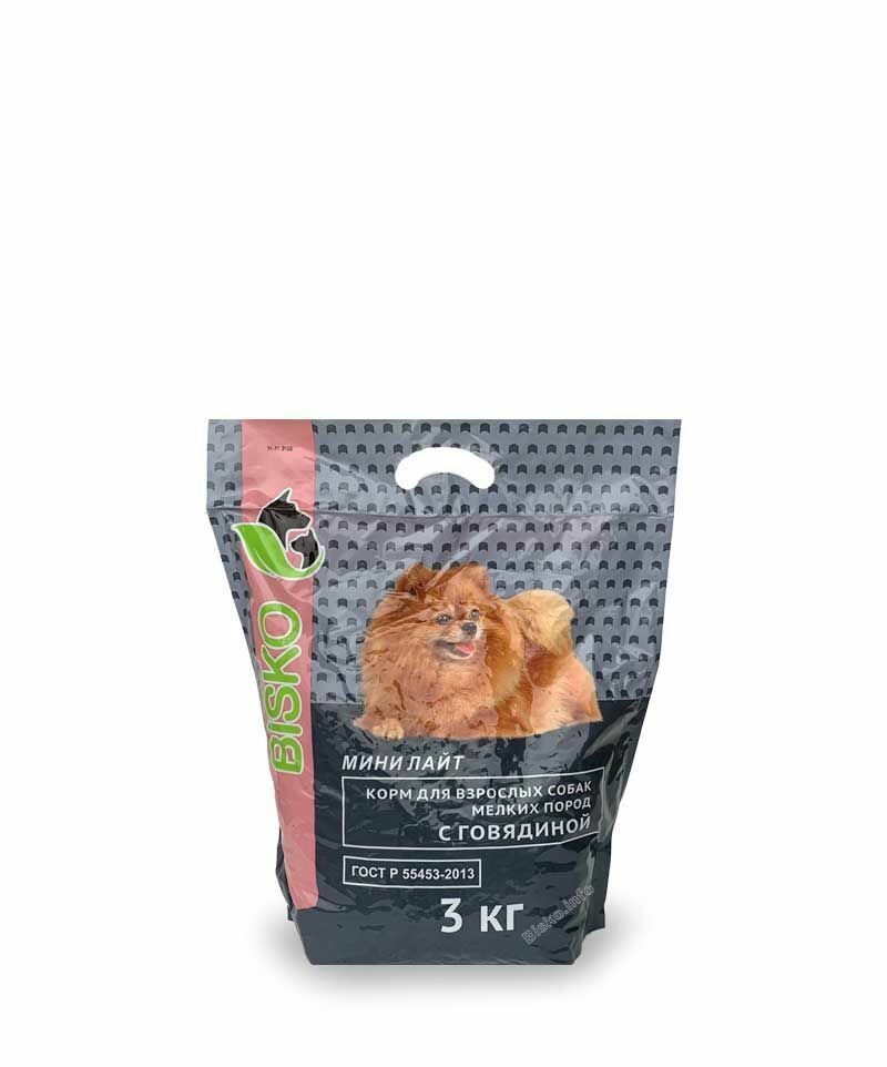 Биско Мини Лайт 3 кг. Сухой корм для взрослых собак мелких пород с излишним весом и престарелых собак