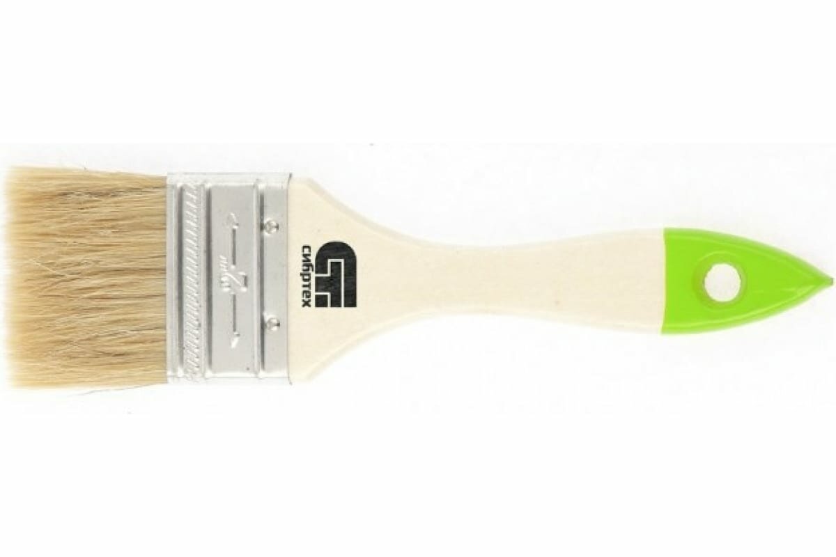 СИБРТЕХ 82263 Плоская кисть 50 мм из натуральной щетины с деревянной ручкой для отделки