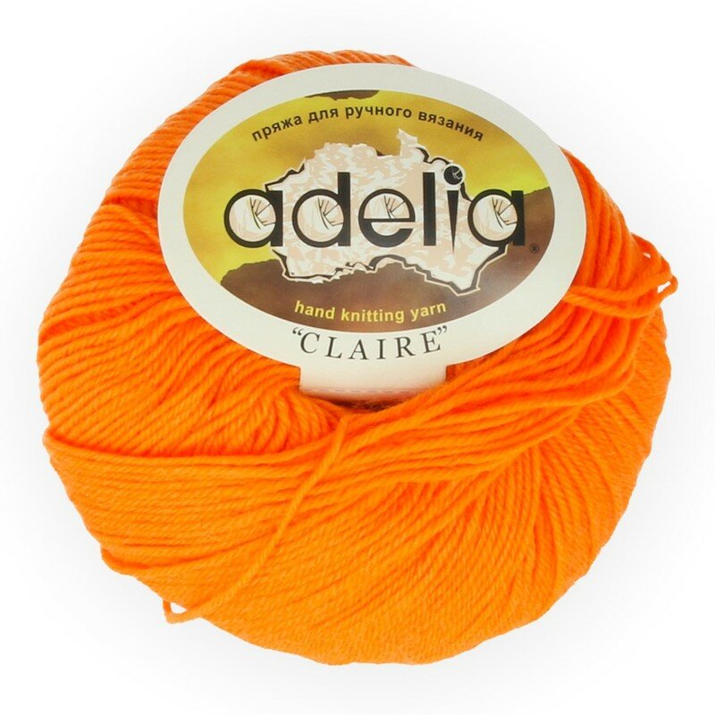 Пряжа ADELIA "CLAIRE" 50% шерсть, 50% акрил 50 г 138 м №160 яр. оранжевый