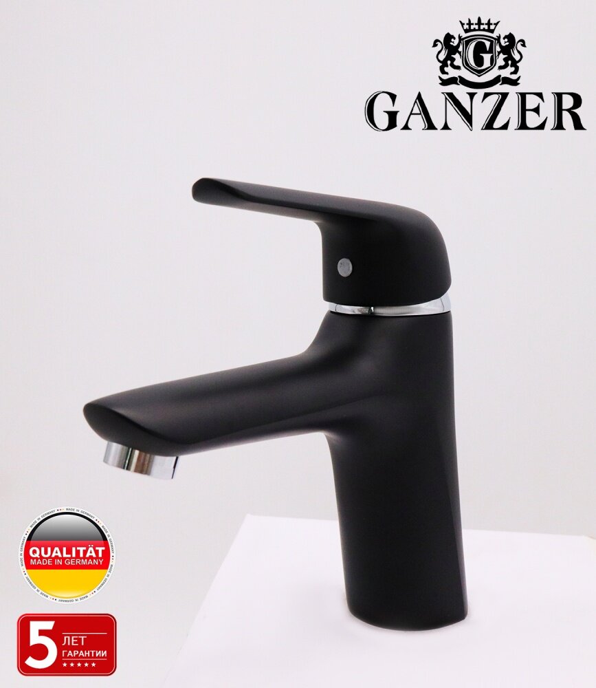 Смеситель для умывальника и раковины из латуни GZ24011-C цвет черный от бренда Ganzer
