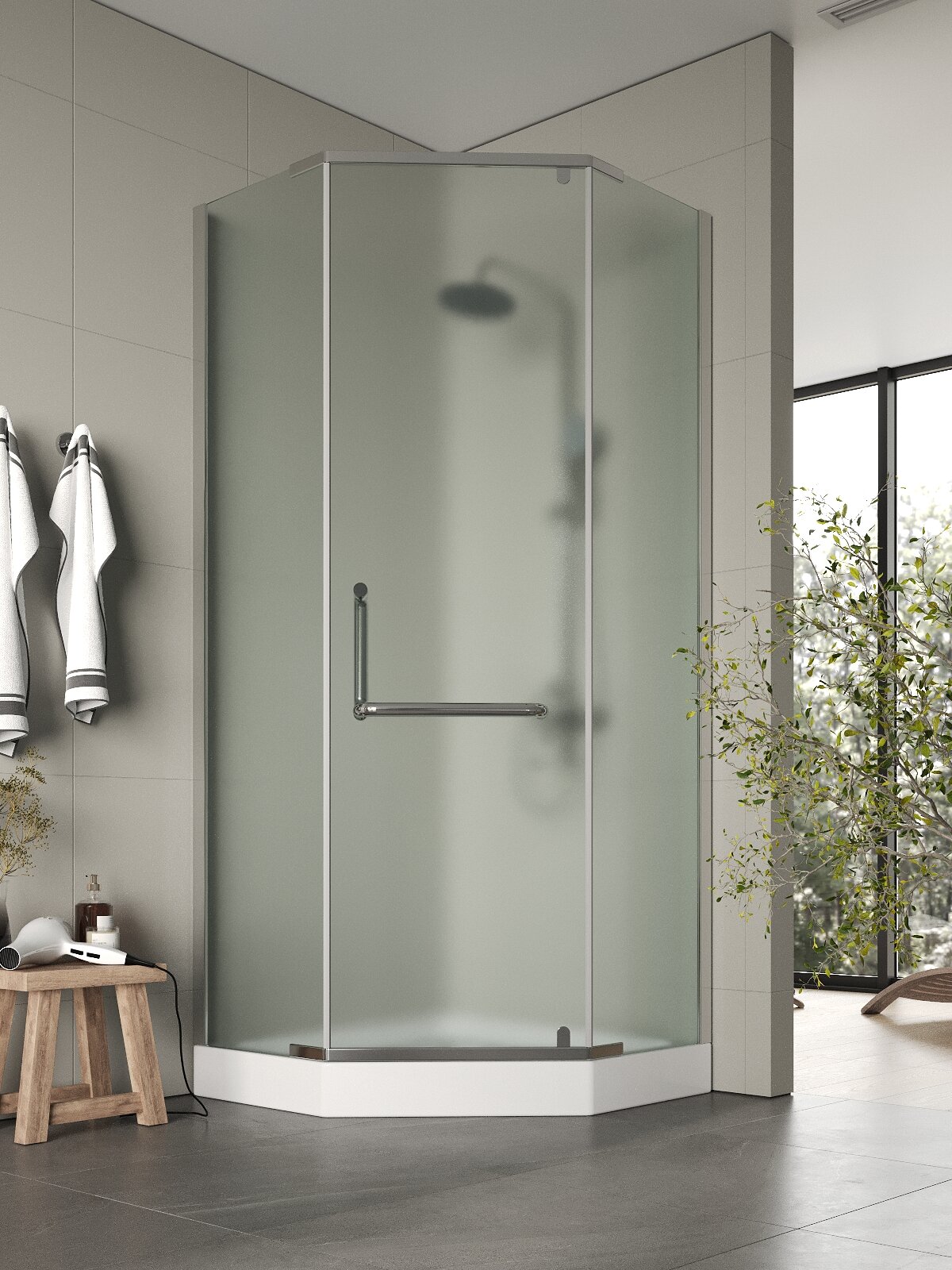 Душевой уголок Agger A03-090MCR с поддоном 88х88х207 стекло матовое, хром