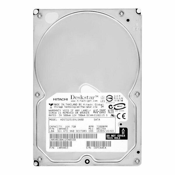 Жесткий диск Hitachi HDS722516VLSA80 164,7Gb SATA 3,5" HDD