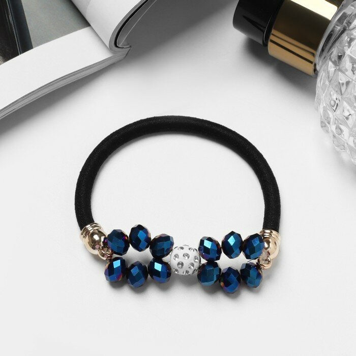 Резинка для волос «Хрустальная», синие камни