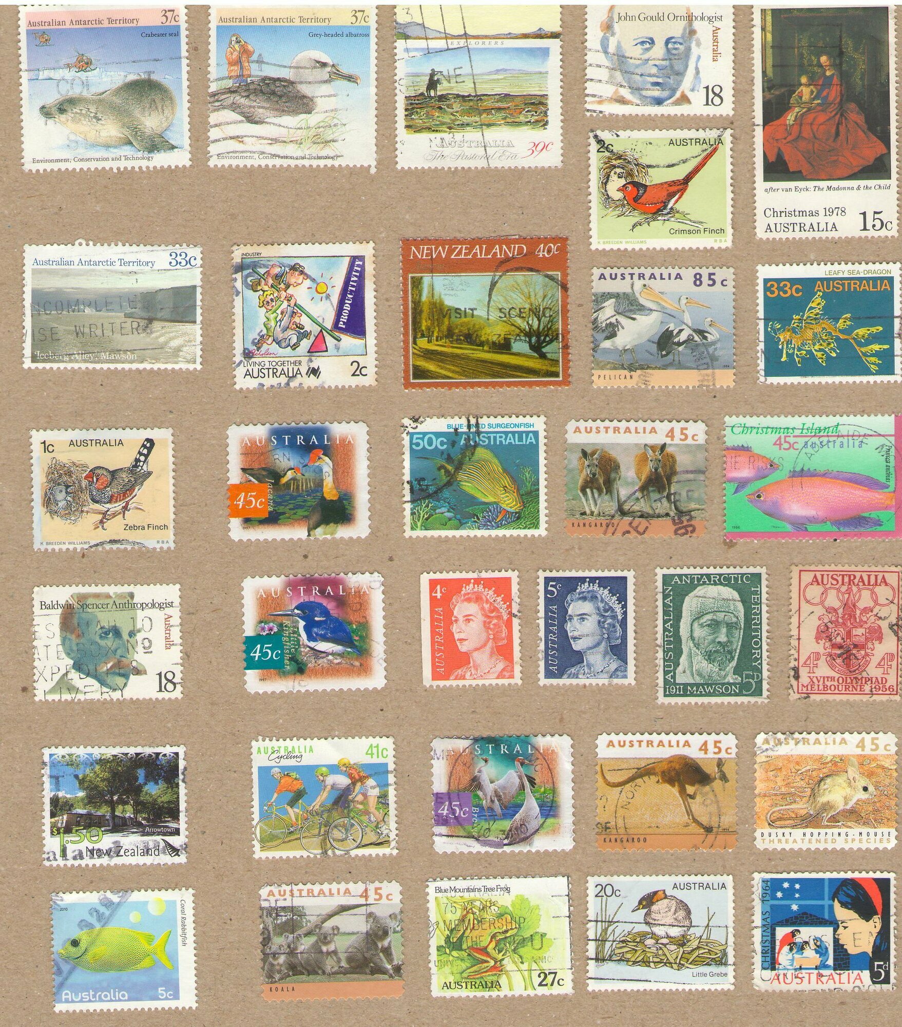 Набор почтовых марок Австралии №4, 32 шт, гашёные, в хорошем состоянии