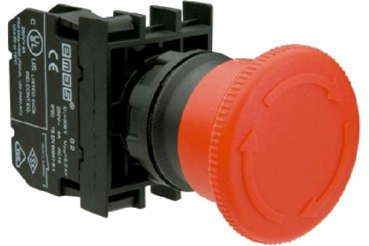 Emas аварийная кнопка грибок 4 мм, возврат поворотом, 1НЗ, серия B, 250В AC, 4А, B200E