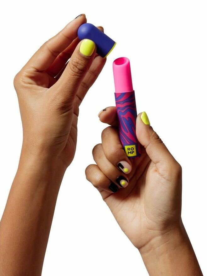 Яркий клиторальный вибратор Romp Lipstick, синий с розовым