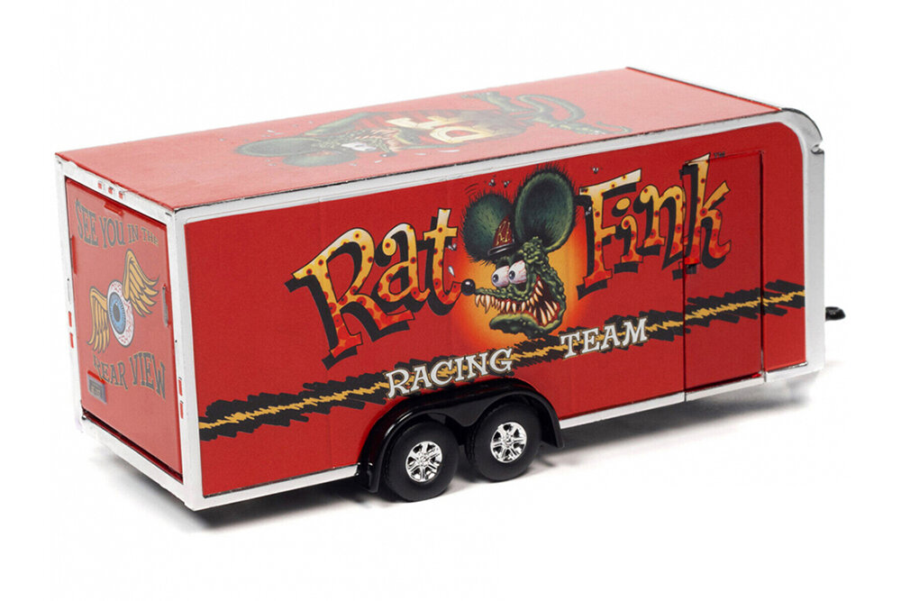 Модель коллекционная AUTO WORLD Trailer *rat fink*, red (длина модели 6-10 см)