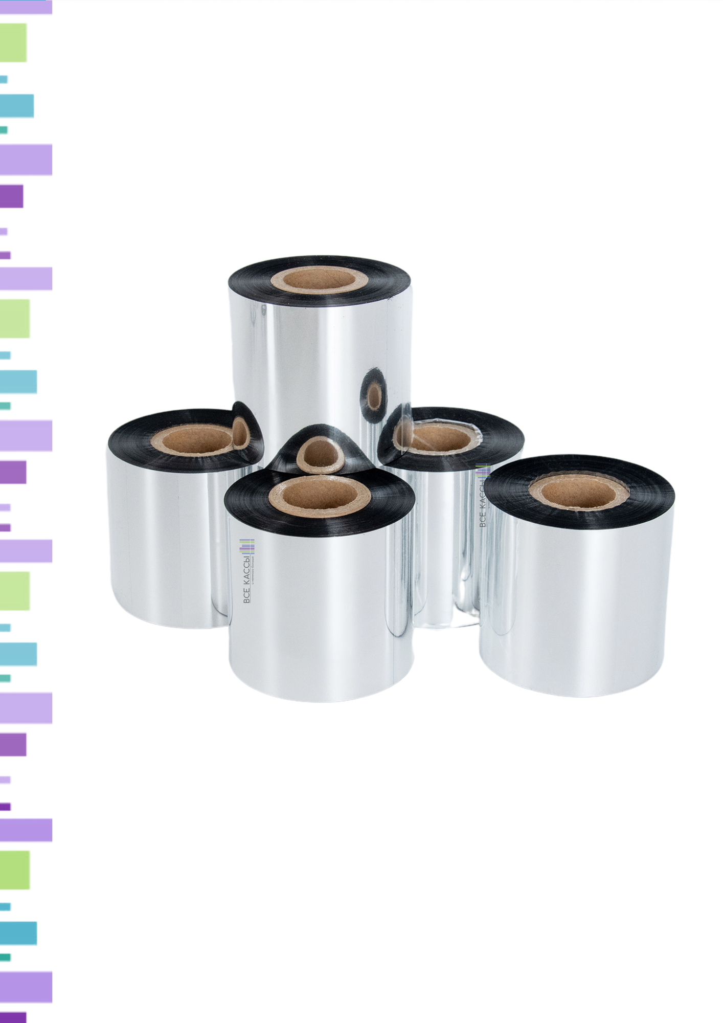 Термотрансферная красящая лента Риббон WAX RESIN (Ролик) 60ммх300м (Втулка 60мм, 1 дюйм), 5 шт.