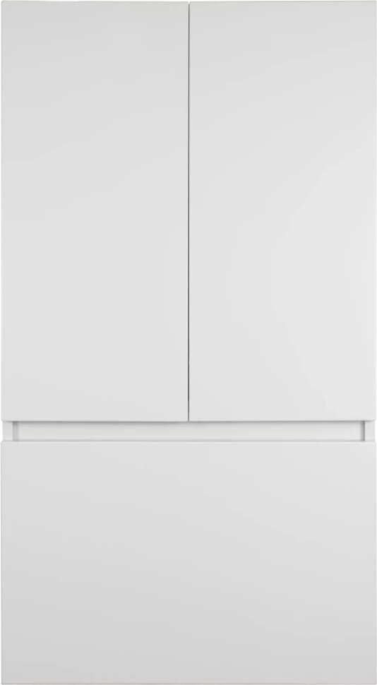 Шкаф двустворчатый Misty Амур Э-Ам08060-012Бк 60x110 см, над стиральной машиной, с бельевой корзиной, белый глянец