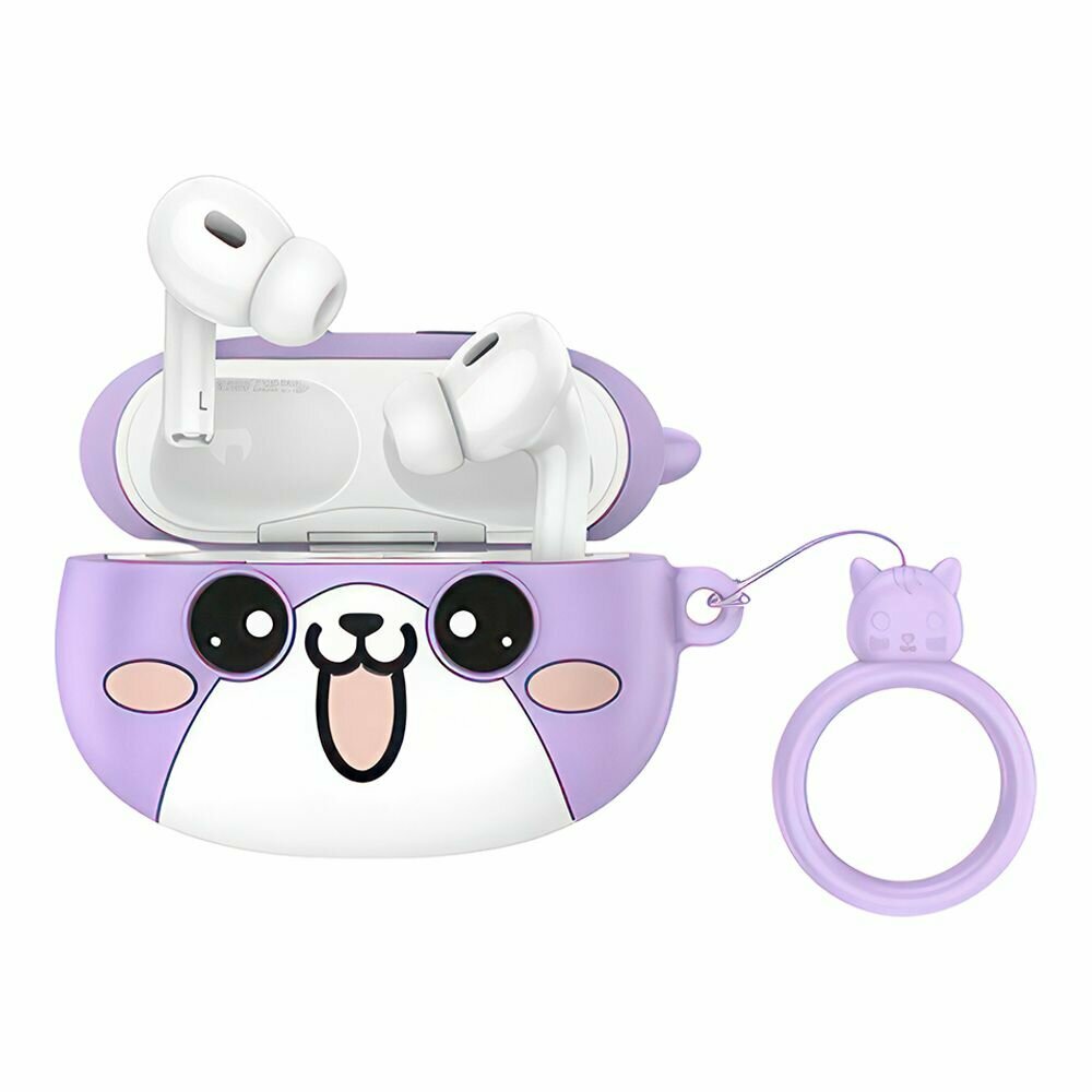 TWS гарнитура HOCO EW48 BT 5.3, внутриканальная (сиреневый) с кейсом "Котик"