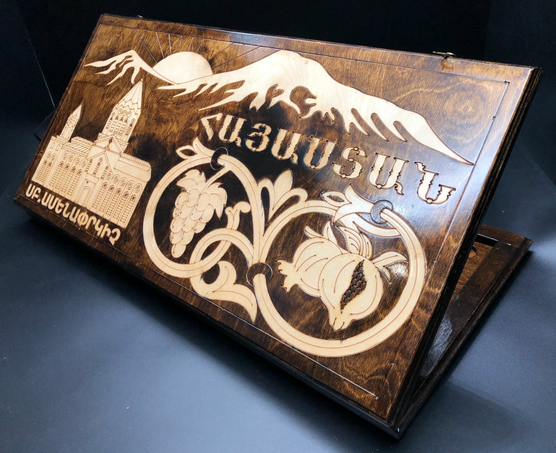 Нарды Деревянные Лакированные "Монастырь Всеспаситель" большие 60см