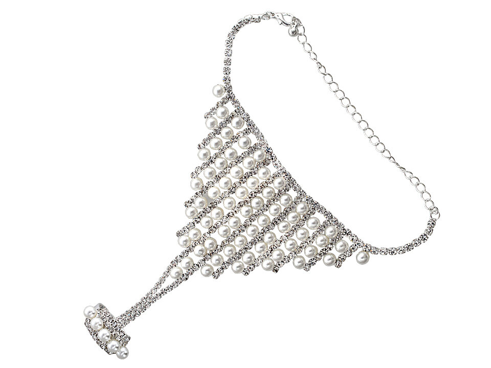 Браслет, жемчуг имитация, стразы