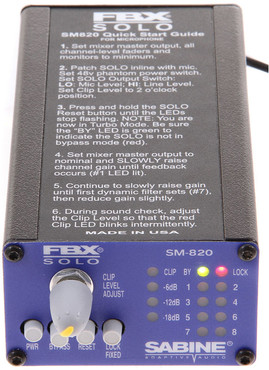 SM-820 одноканальный подавитель обратной связи, для микрофонных сигналов, 8 динамических фильтров, размеры 69,5х41,3х137,5 мм, вес 0,26 кг
