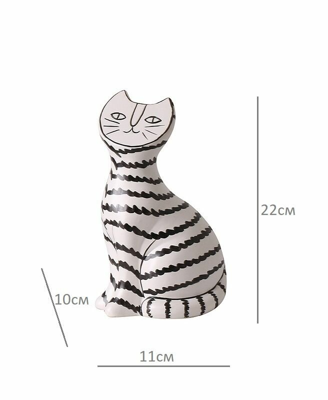Статуэтка кошка черная котик белая черно-белая Cat ornament Sotogrande