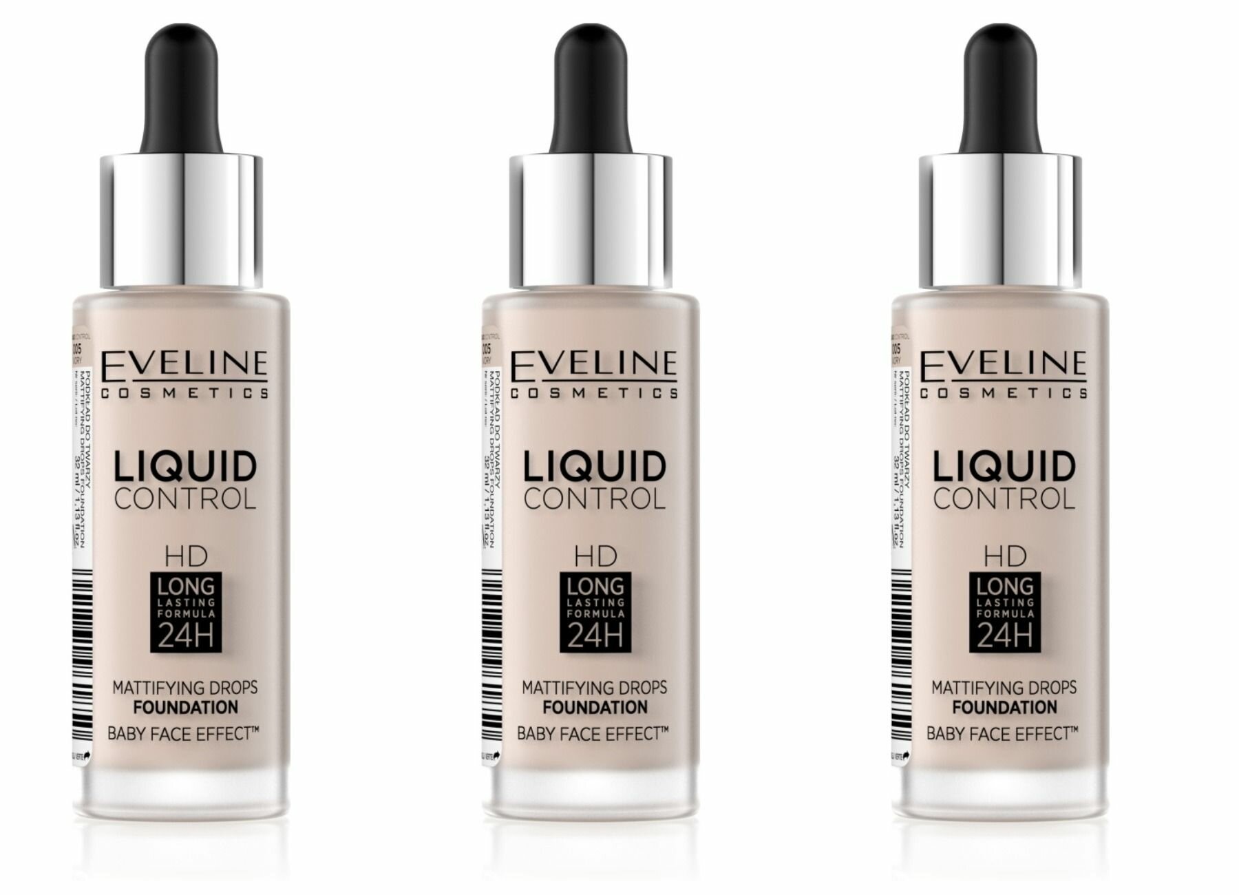 Eveline Cosmetics Инновационная жидкая тональная основа №005 ivory, 32 мл, 3 шт