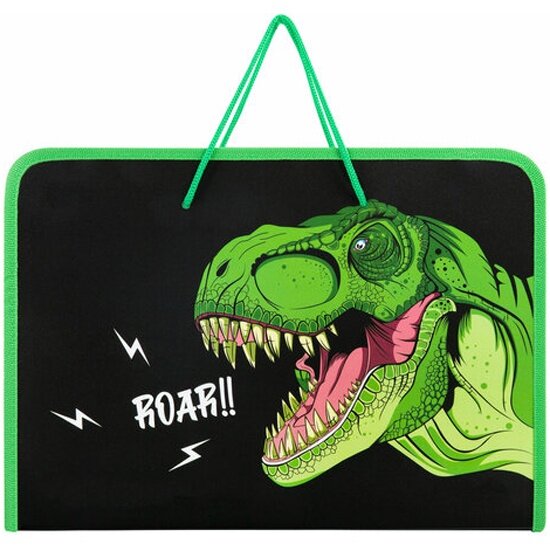 Папка для труда на молнии с ручками Пифагор А4 1 отд. пластик органайзер Dino roar 272230