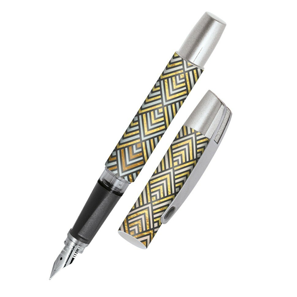 Online 61493/3D Ручка перьевая "Campus", размер пера M, принт "Золотые ромбы", 0.5 мм